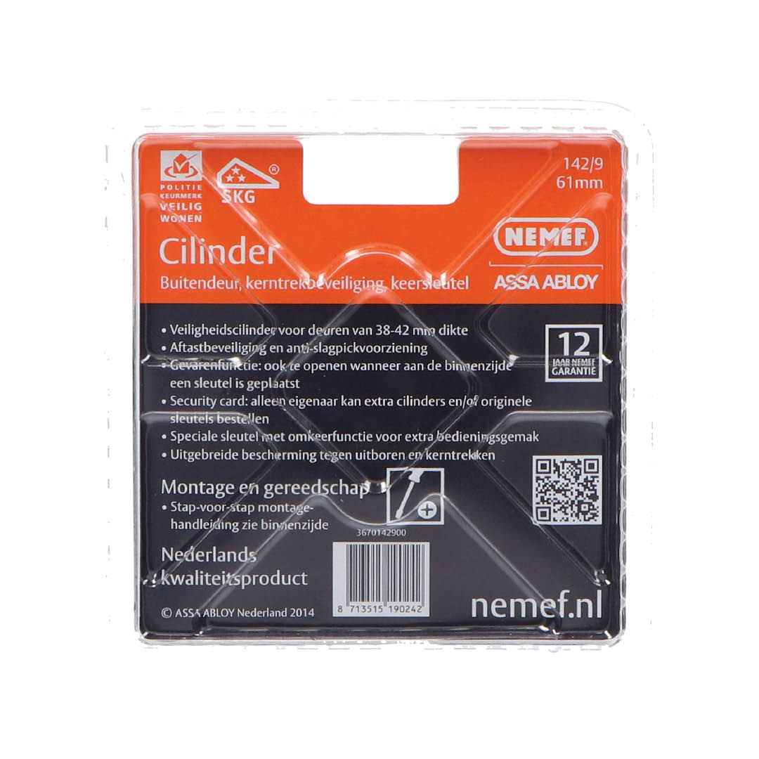 Nemef veiligheidscilinder 142/9 (NF4) | Nemef